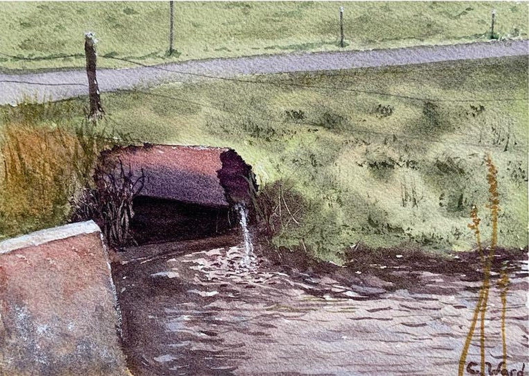 Original Watercolor Painting of an Irrigation Pipe on a Cattle Ranch ...