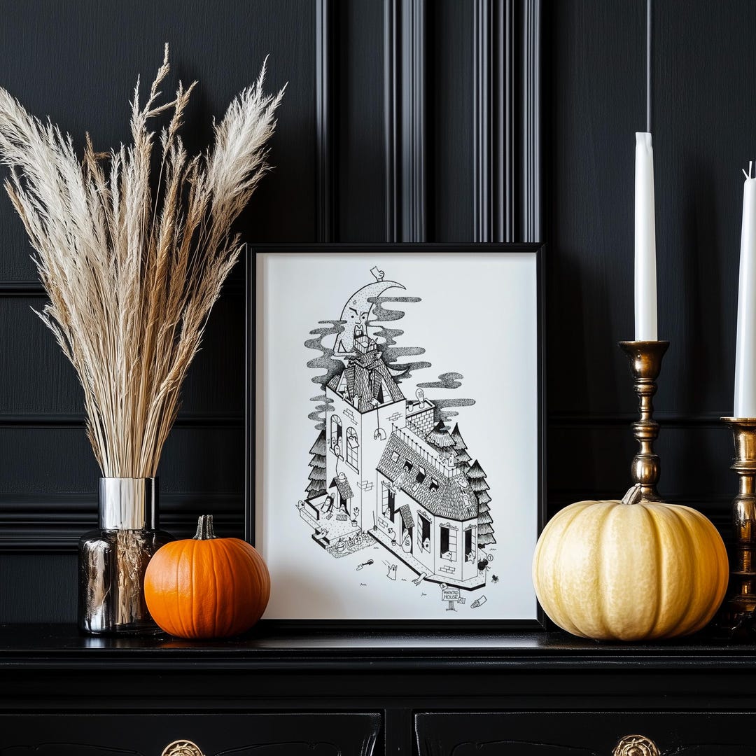 Haunted House Isometric Drawing Print N1 - Etsy