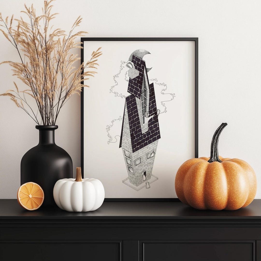 Haunted House Isometric Drawing Print N2 - Etsy