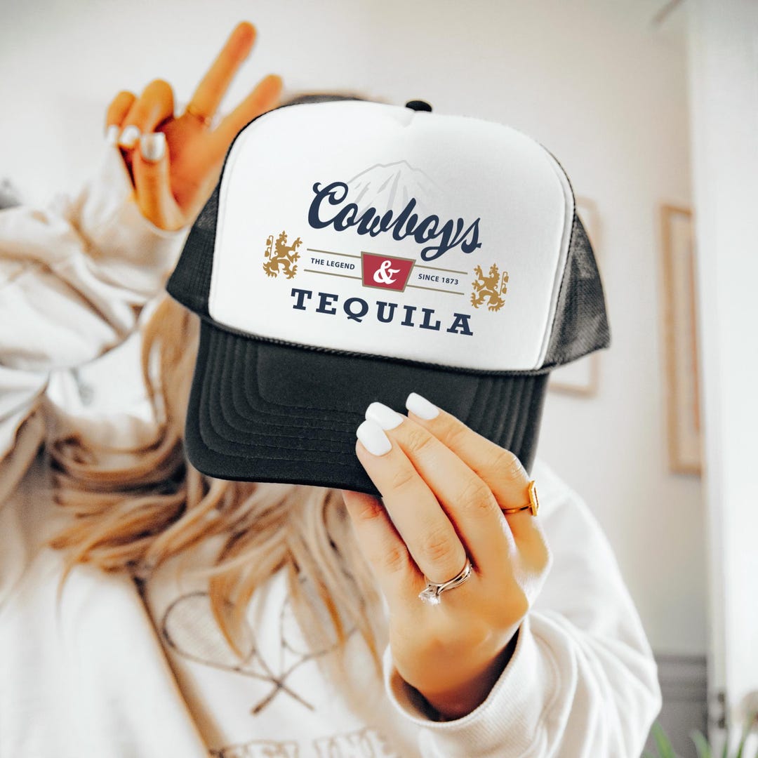 Cowboy Hat, Tequila Hat, Cowboys and Tequila Trucker Hat, Trucker Hats ...