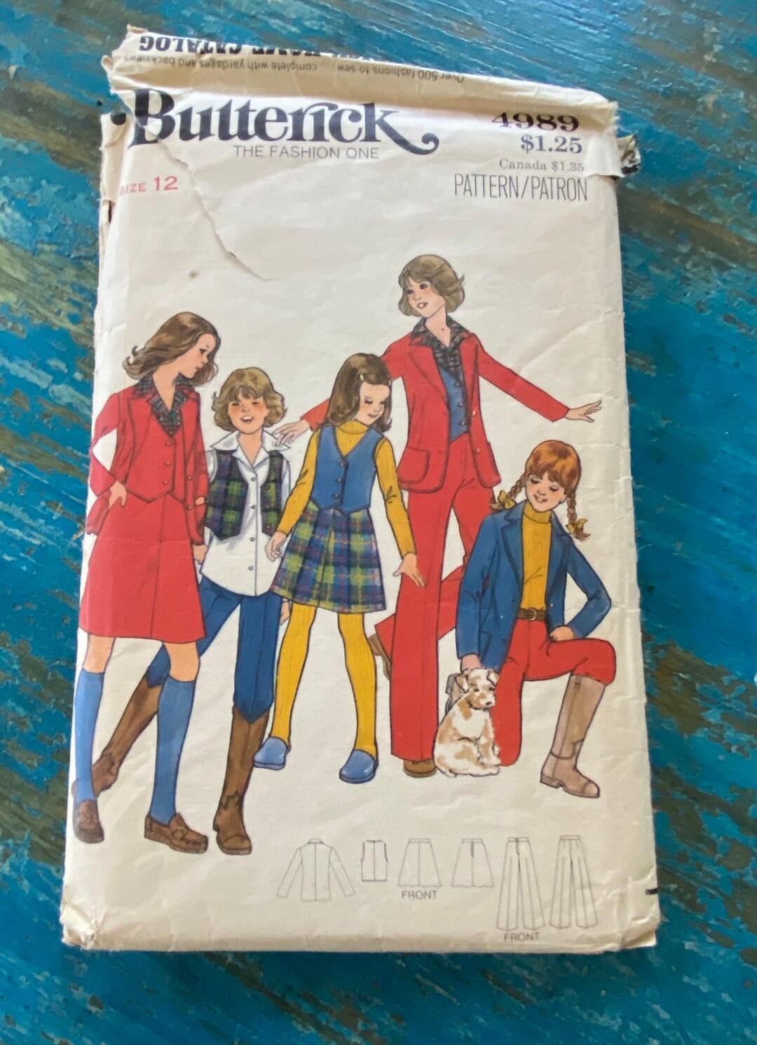 Butterick 4989 Sewing Pattern, Vintage Clothing Pattern for Teens ...