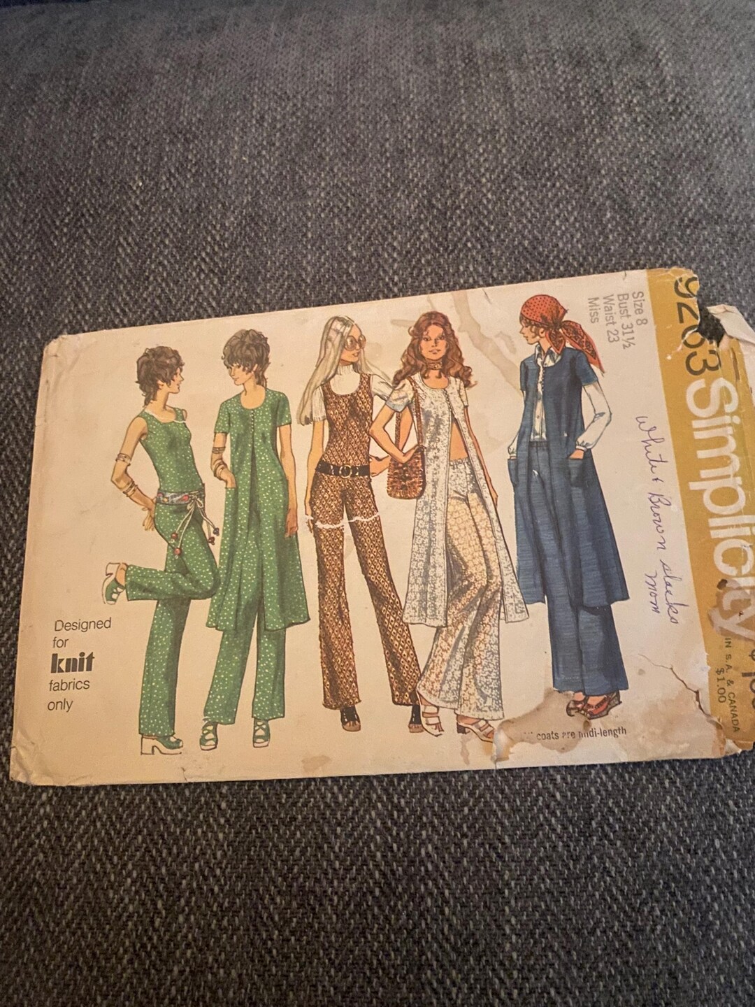 Simplicity 9263 Vintage Sewing Pattern, Ladies Outfits, 1970s Style ...
