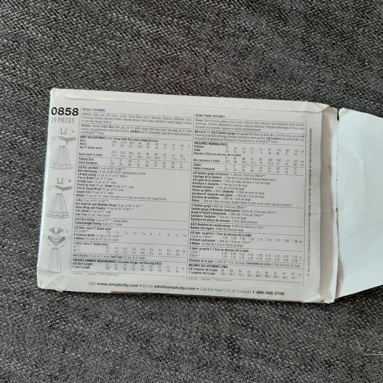 Simplicity 2158 Sewing Pattern Costume Gypsy Dancer Cosplay Skirt Crop ...