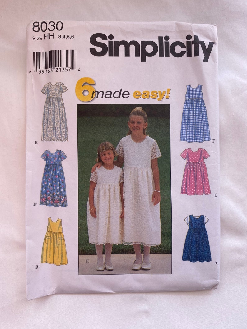 Simplicity 8030 Sewing Pattern, Little Girls Summer Dress Pattern, Kids ...