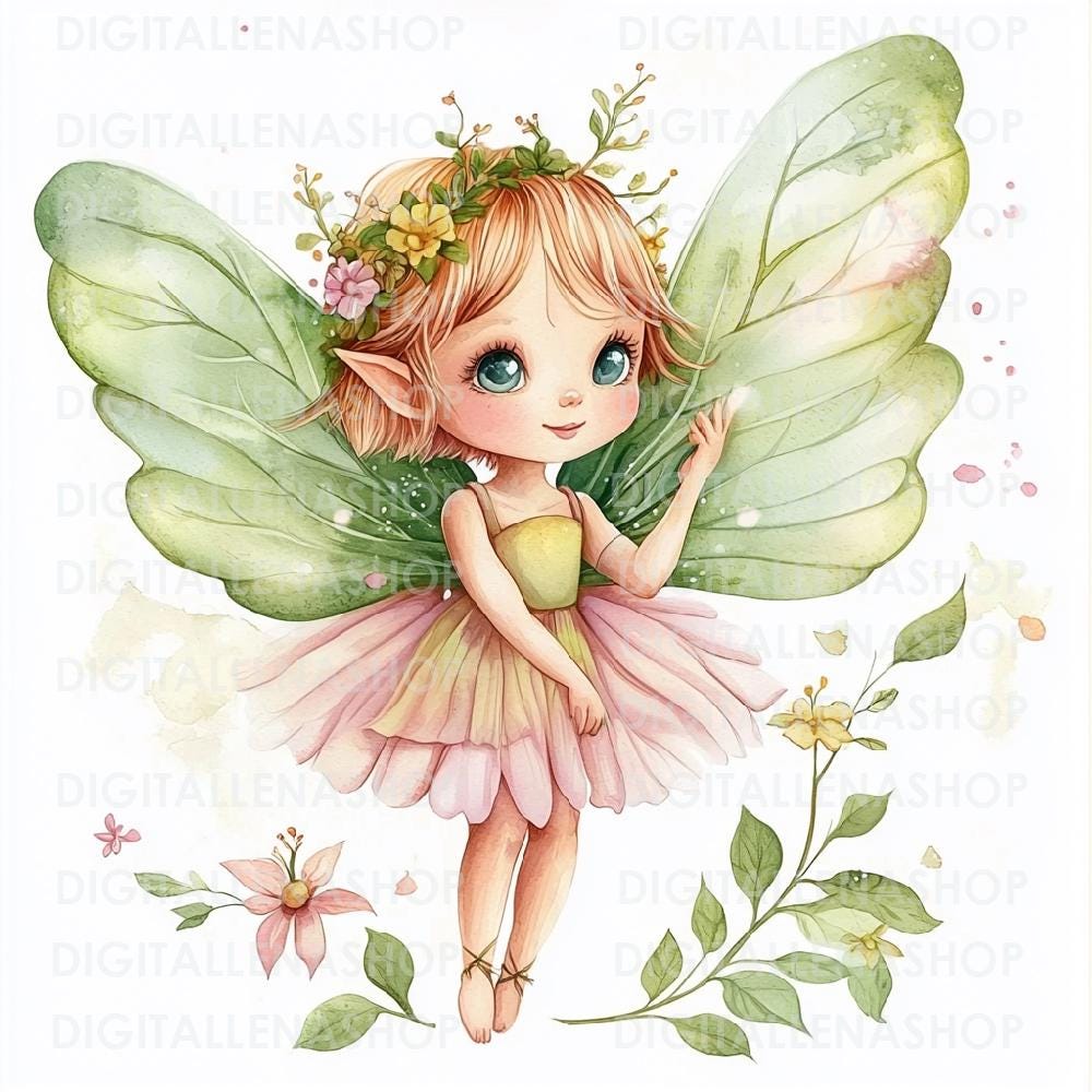 Watercolor Forest Fairy Clipart Bundle: Garden Illustrations (digital ...