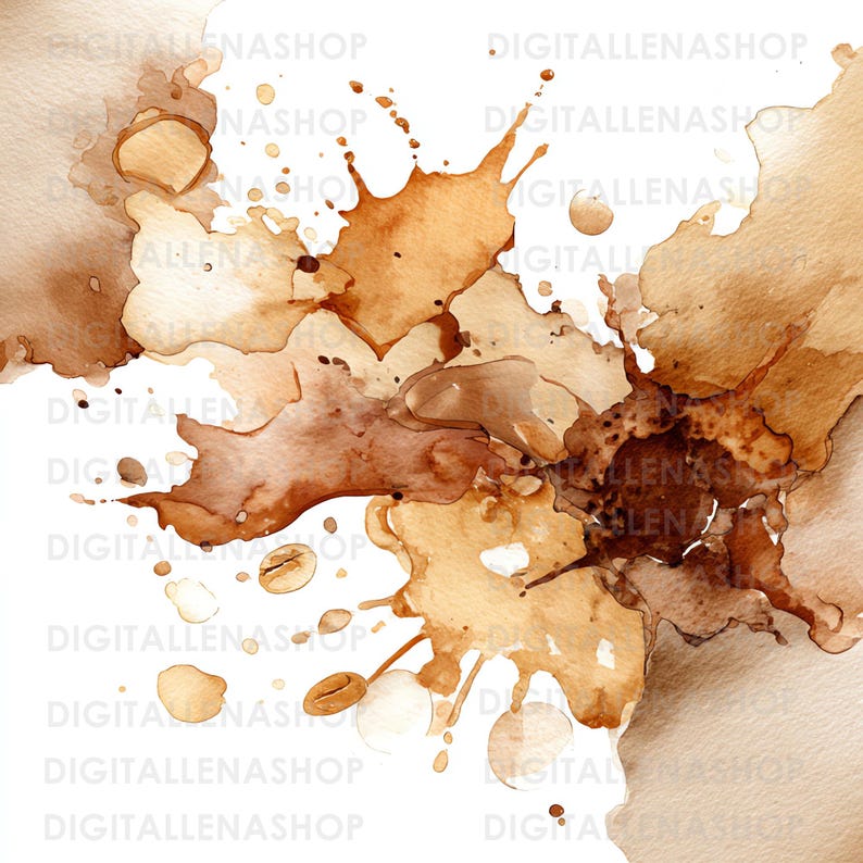 Watercolor Coffee Stains Clipart | Mocha Splashes, Junk Journal ...