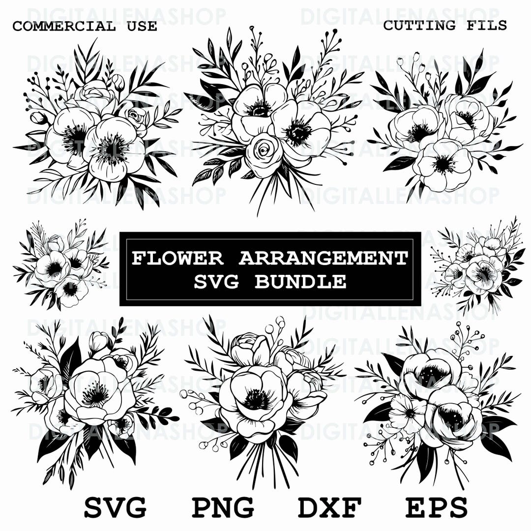 Flower Arrangement SVG Bundle | Flower SVG File | Flowers Svg File ...