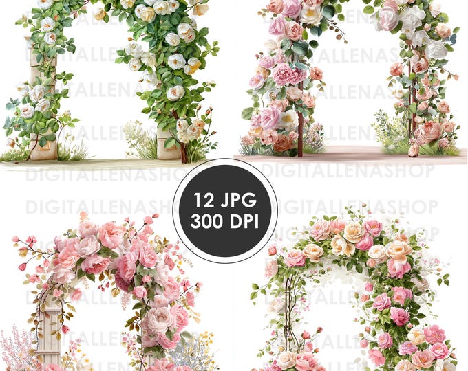 24 JPG, Vintage Garden Arches Clipart, Flower Dome Clipart, Wedding ...