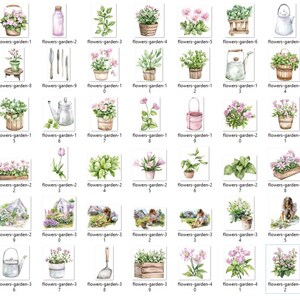 Watercolor Spring Clipart Bundle: Cottage Garden PNG (digital Download ...