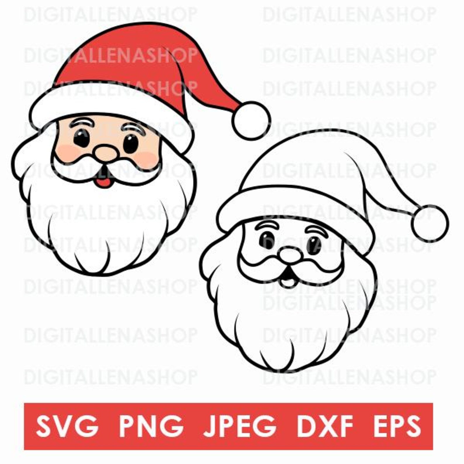 Santa Claus Face SVG | Santa Claus Clipart Png | Santa Claus Svg Files ...