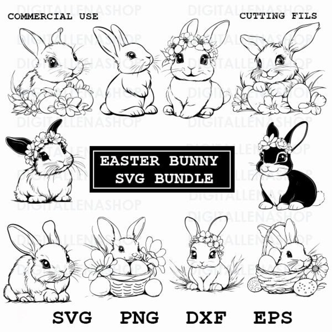 Easter Bunny SVG Bundle | Cute Bunny Cut File for Cricut | Easter ...
