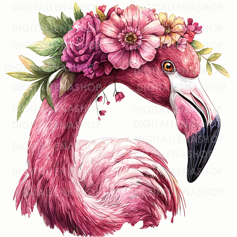 Pink Flamingo Watercolor Clipart 10 PNG | Birthday Invitations and ...