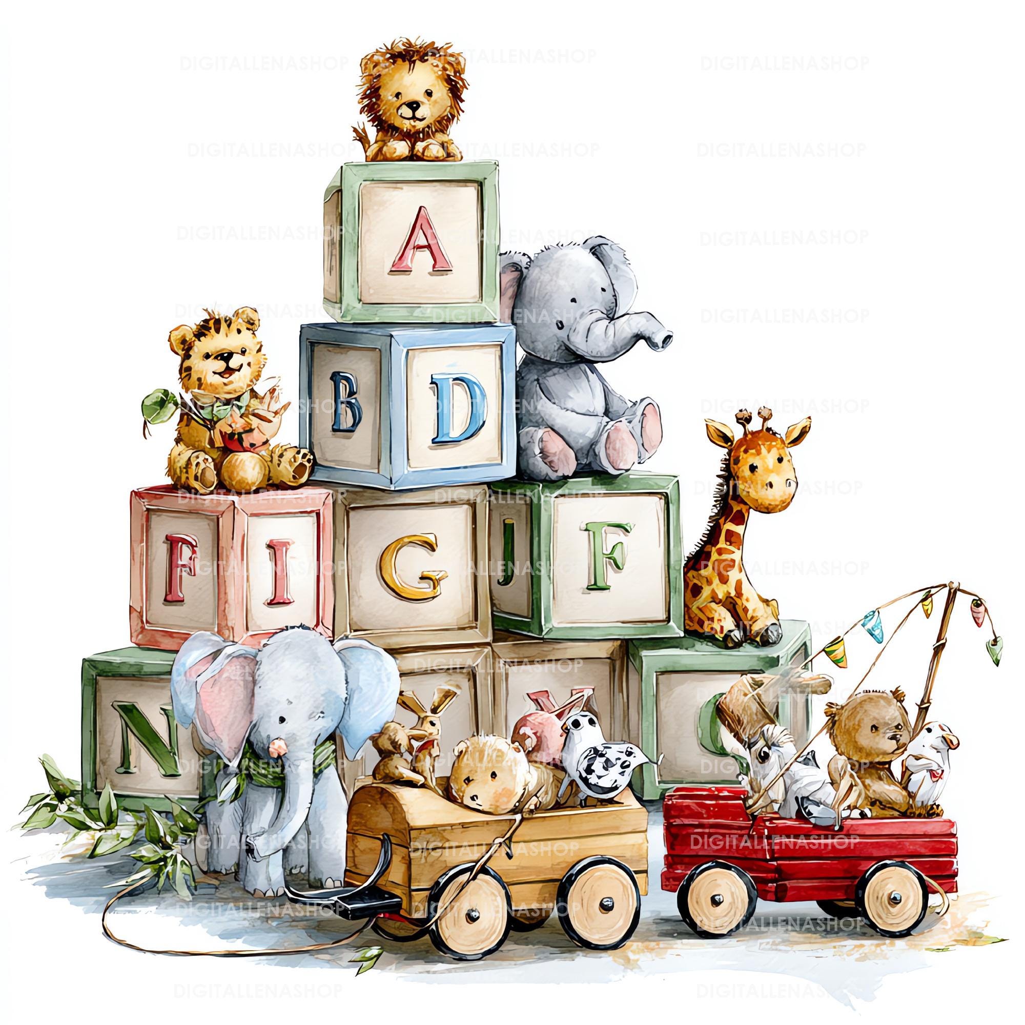 Vintage Wooden Toys Watercolor Clipart Set: 16 JPG (digital Download ...