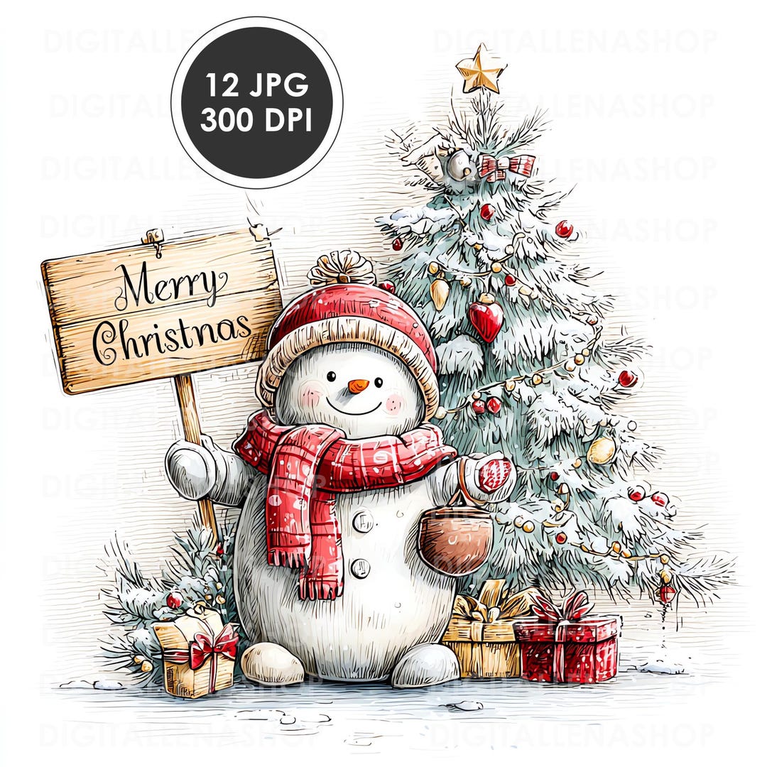 Watercolor Christmas Snowman Clipart: Festive Winter Illustrations ...