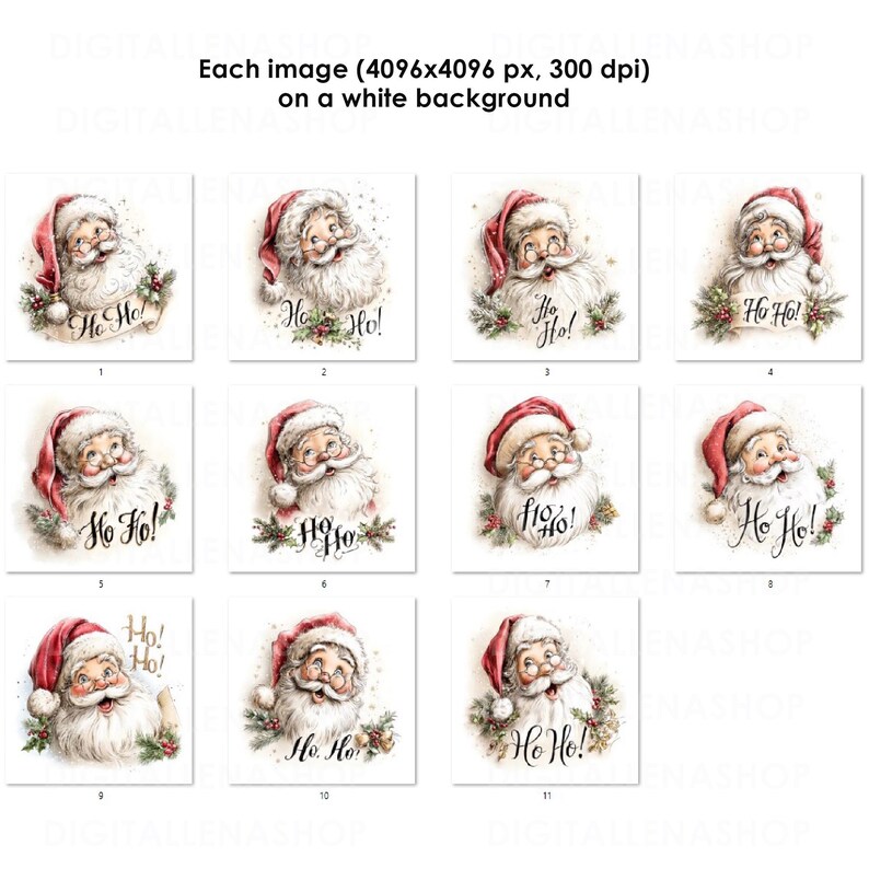 Watercolor Santa Clipart Set: Christmas Holiday Graphics (digital ...