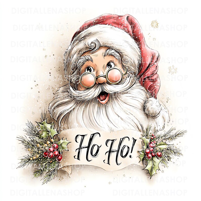 Watercolor Santa Clipart Set: Christmas Holiday Graphics (digital ...