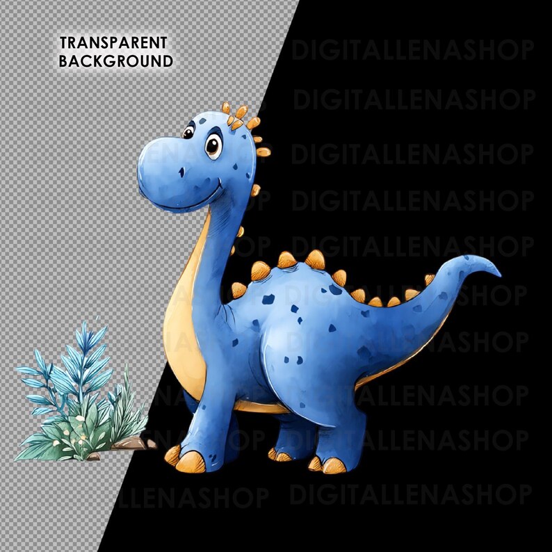 Blue Dinosaur Clipart | Watercolor Family PNG (digital Download) - Etsy