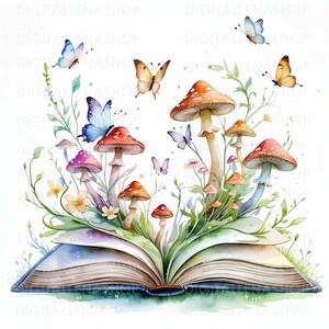 Magic Book Watercolor Clipart JPG, Fantasy Book Clipart | Printable ...