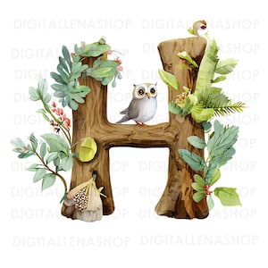 Forest Alphabet Watercolor Clip Art | Woodland Letters A–Z | 65 PNG ...
