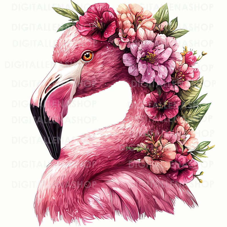 Pink Flamingo Watercolor Clipart 10 PNG | Birthday Invitations and ...