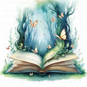 Magic Book Watercolor Clipart JPG, Fantasy Book Clipart | Printable ...
