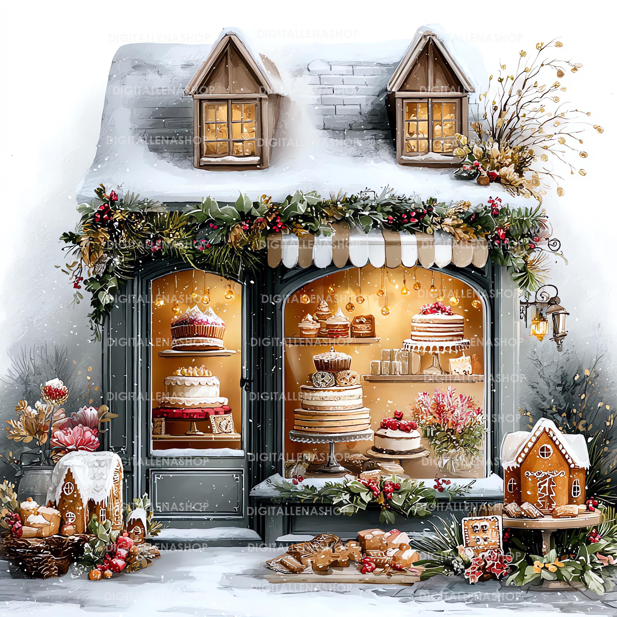 Christmas Candy Store Watercolor Clipart: Vintage Sweet Shop (JPG) - Etsy