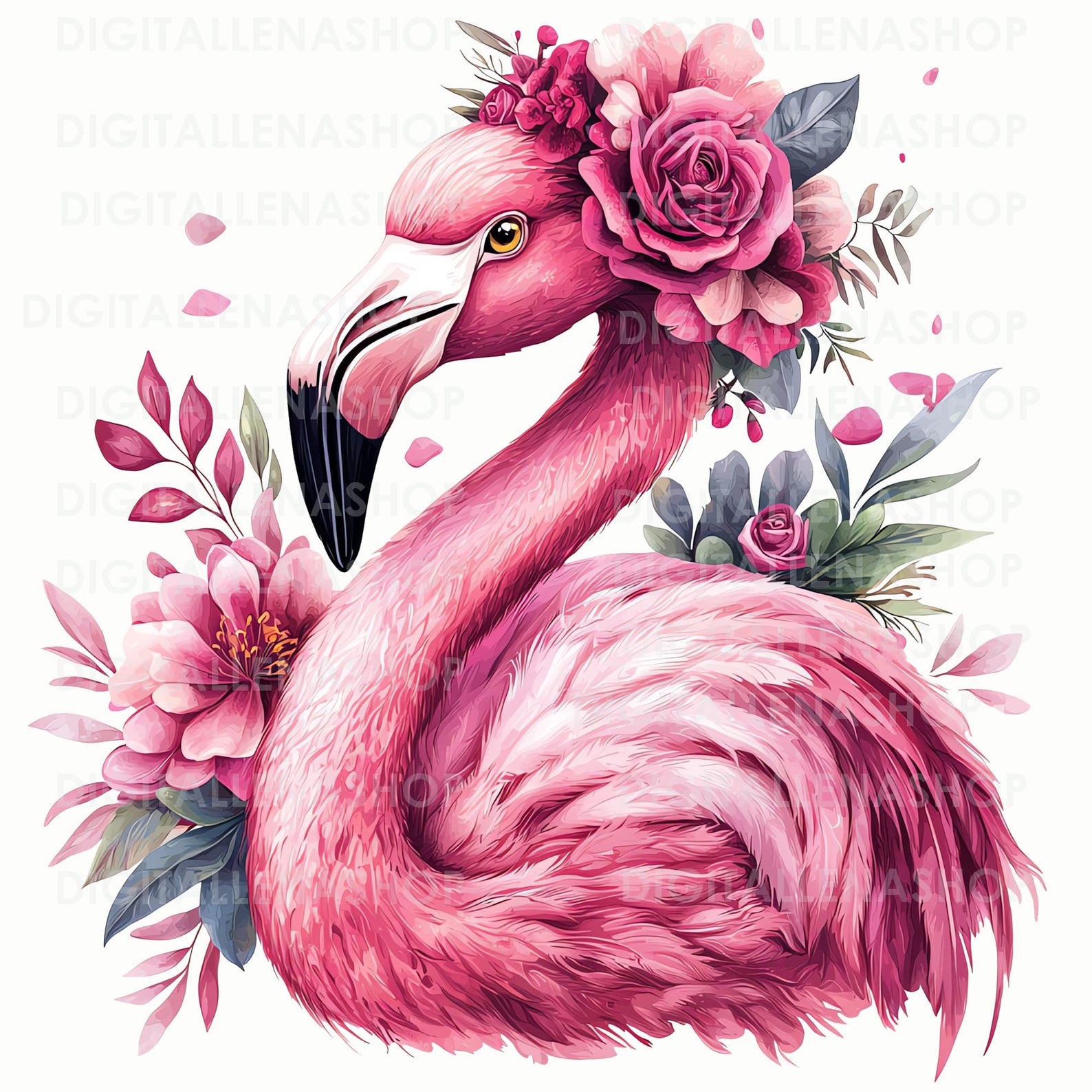 Pink Flamingo Watercolor Clipart 10 PNG | Birthday Invitations and ...