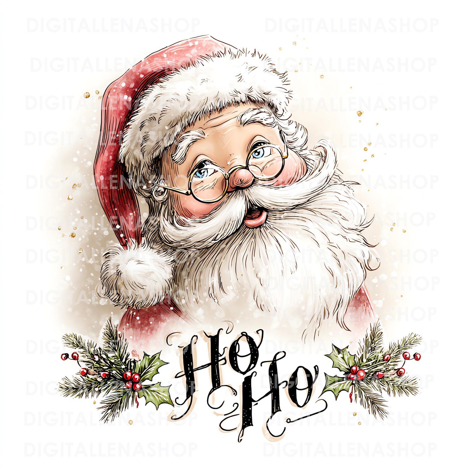 Watercolor Santa Clipart Set: Christmas Holiday Graphics (digital ...