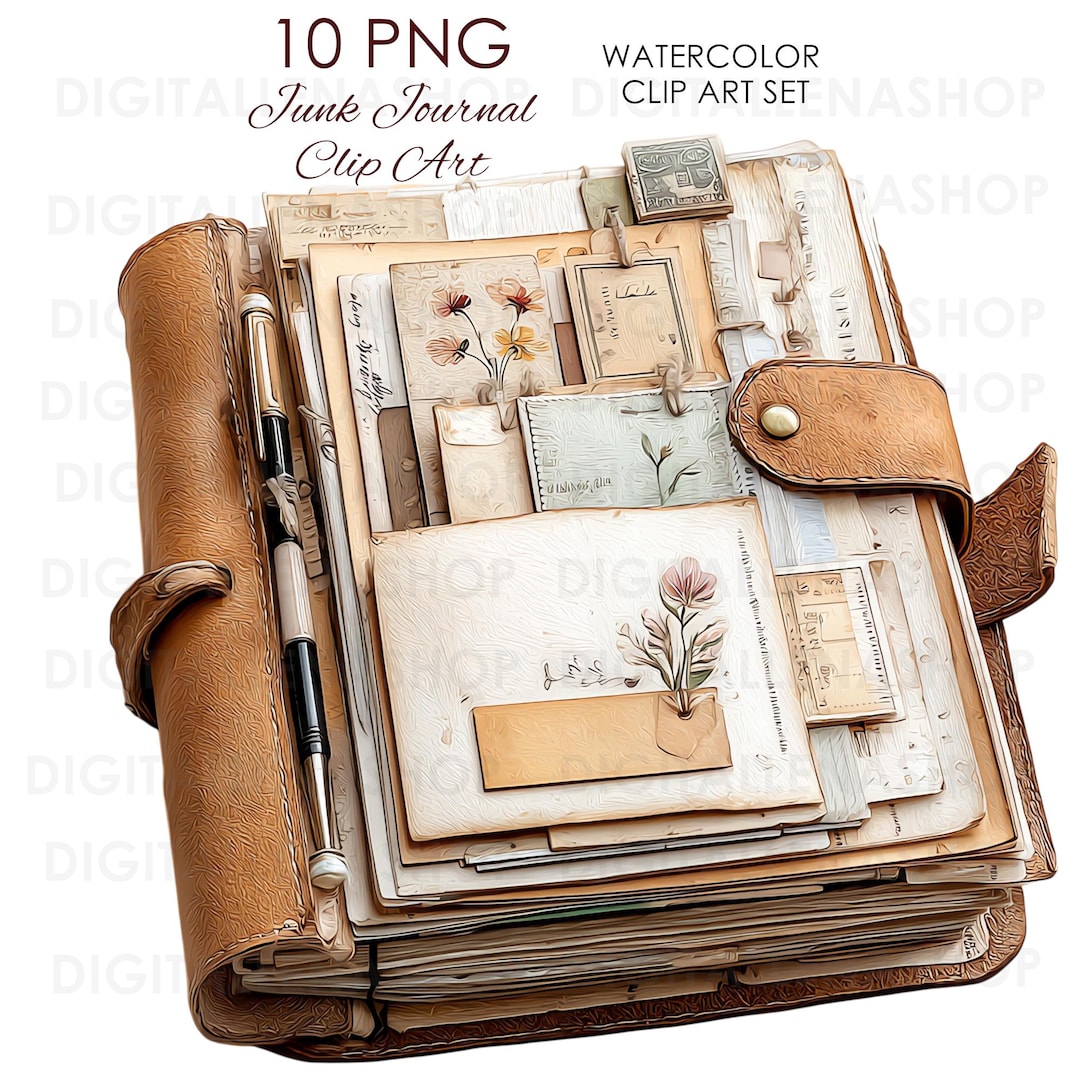 Vintage Junk Journal Watercolor Clipart. This is NOT a Physical Product ...