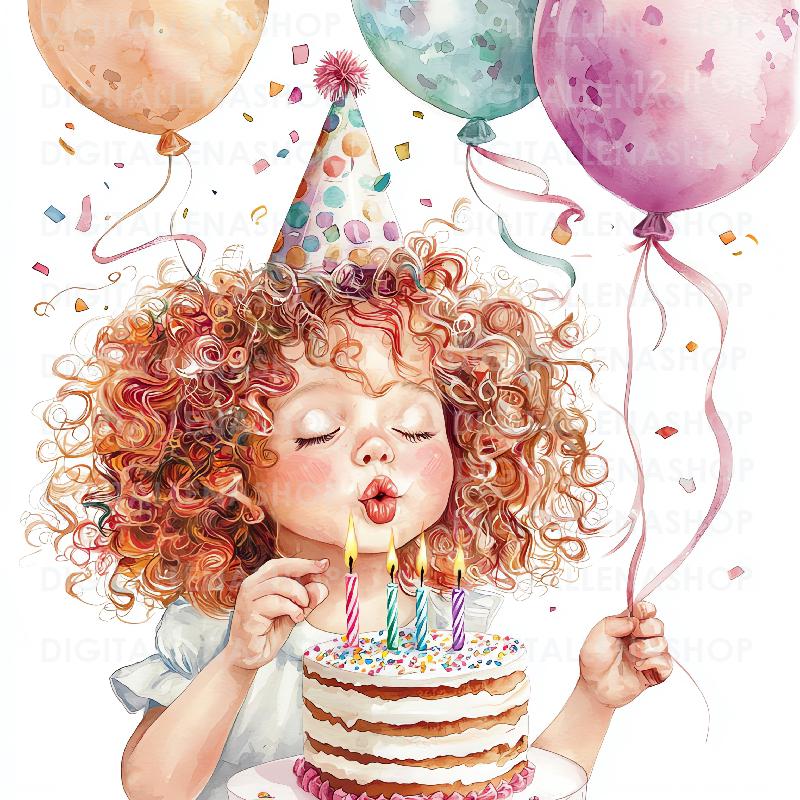Birthday Girl Watercolor Clipart: High-res Jpgs (digital Download) - Etsy