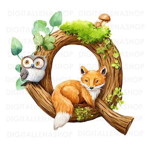 Forest Alphabet Watercolor Clip Art | Woodland Letters A–Z | 65 PNG ...