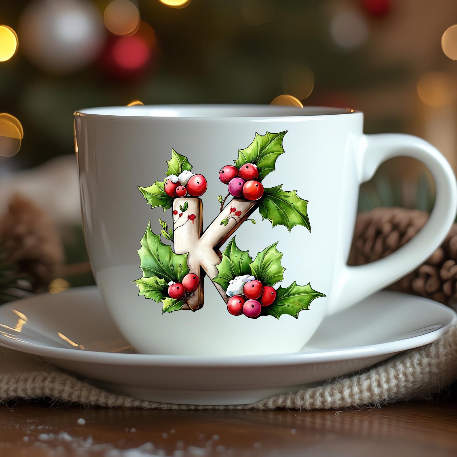Watercolor Christmas Alphabet Clipart: Letters With Berries and Holly ...