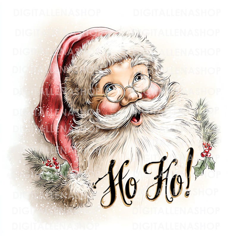Watercolor Santa Clipart Set: Christmas Holiday Graphics (digital ...