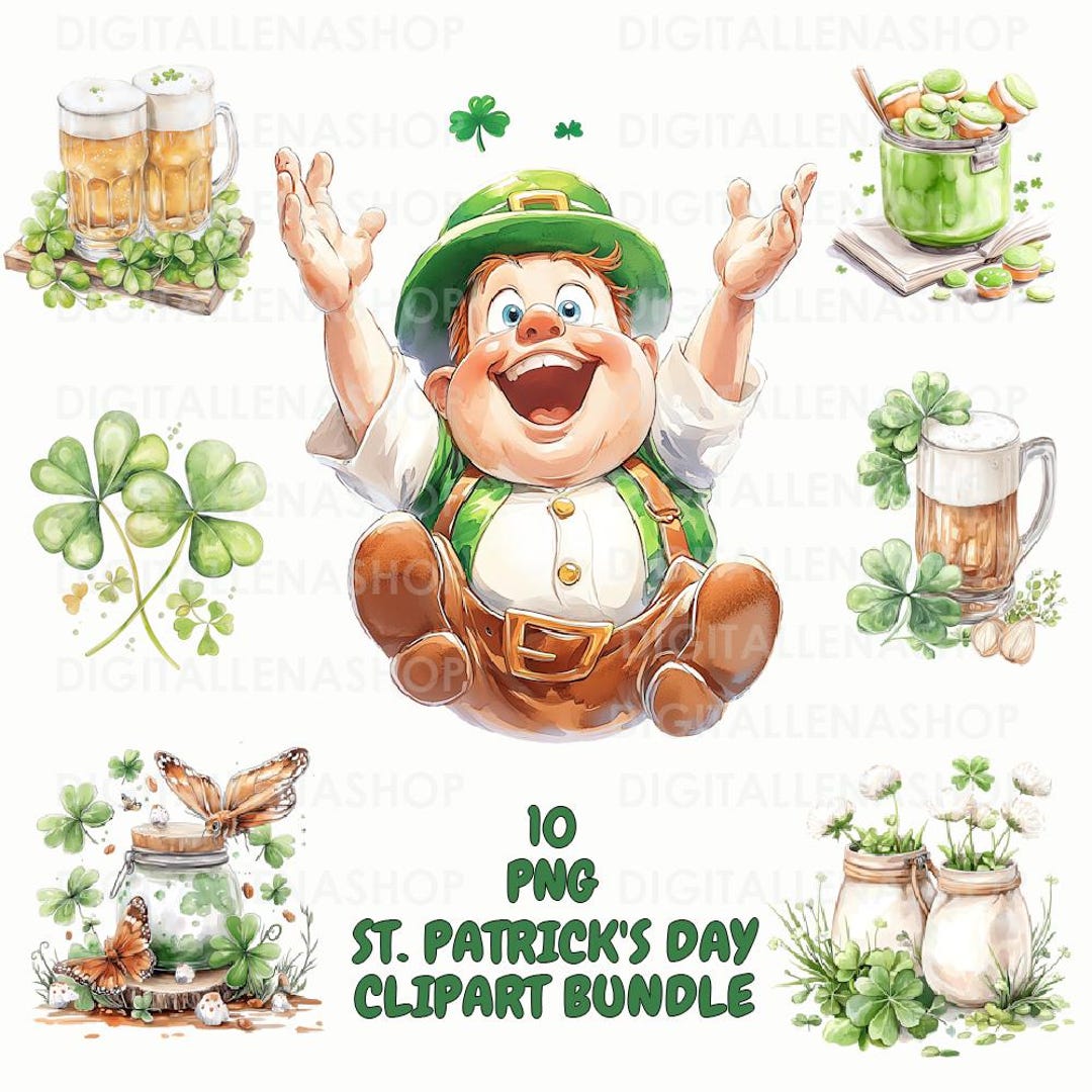 St Patricks Day Clipart Bundle PNG | St Patrick's Graphics, Sublimation ...