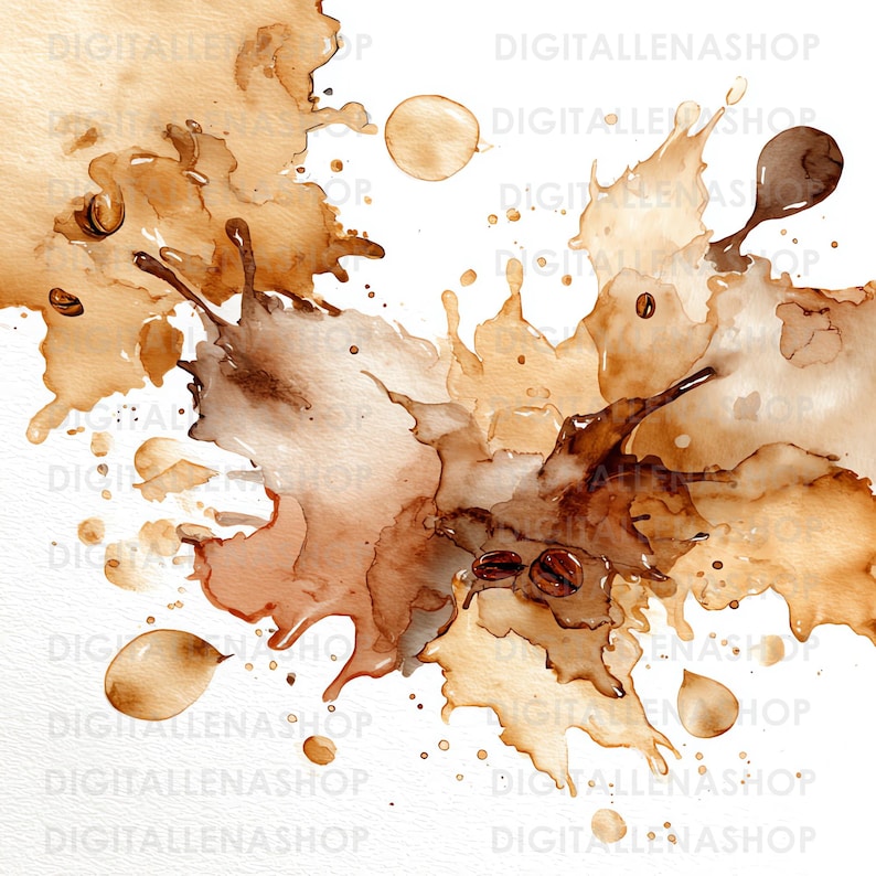 Watercolor Coffee Stains Clipart | Mocha Splashes, Junk Journal ...