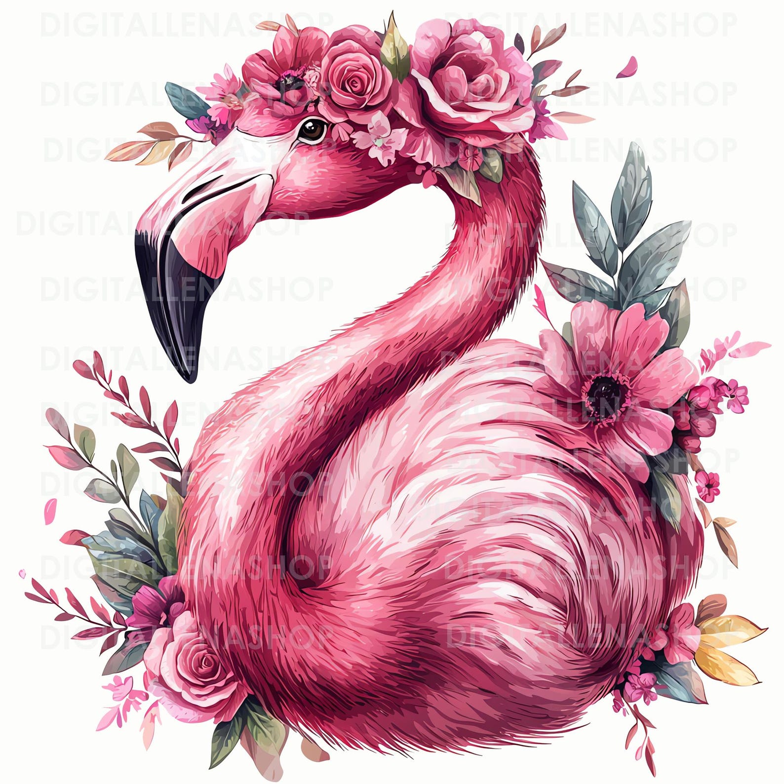 Pink Flamingo Watercolor Clipart 10 PNG | Birthday Invitations and ...