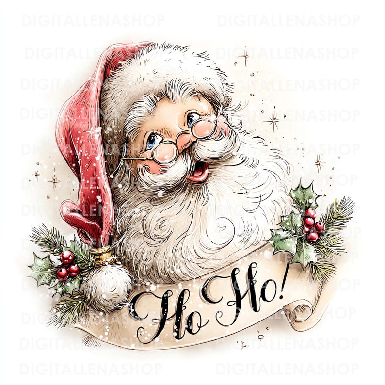 Watercolor Santa Clipart Set: Christmas Holiday Graphics (digital ...