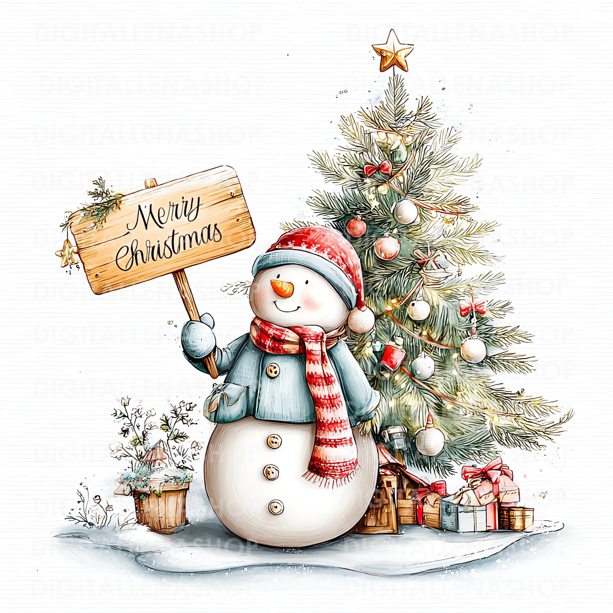 Watercolor Christmas Snowman Clipart: Festive Winter Illustrations ...