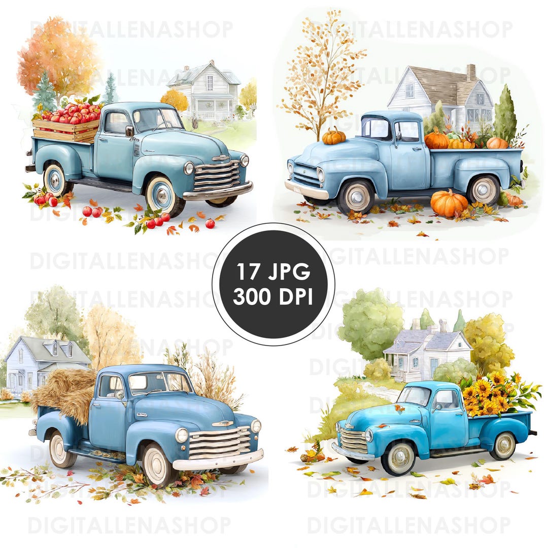 Autumn Farm Truck Clipart: Pumpkins, Sunflowers (17 JPG Files) - Etsy