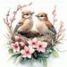 Watercolor Spring Bird Nests Clipart: Floral JPG Illustrations (digital ...
