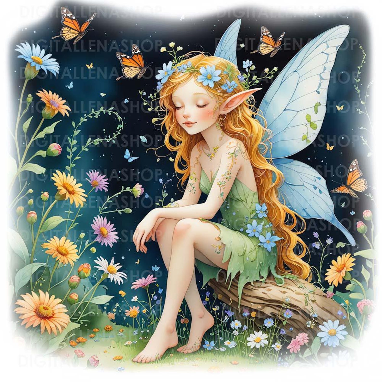 Magic Garden Fairy Watercolor Clipart JPG | Clip Art Flower Fairy in a ...