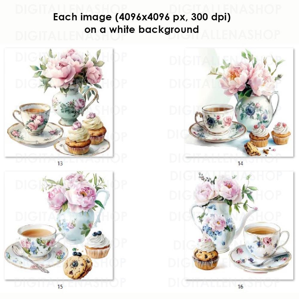 Watercolor Tea Party Clipart Bundle: Elegant Floral Illustrations ...