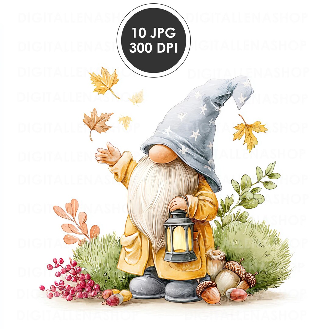 Autumn Gnomes Watercolor Clipart: Cozy Fall Illustrations (digital ...