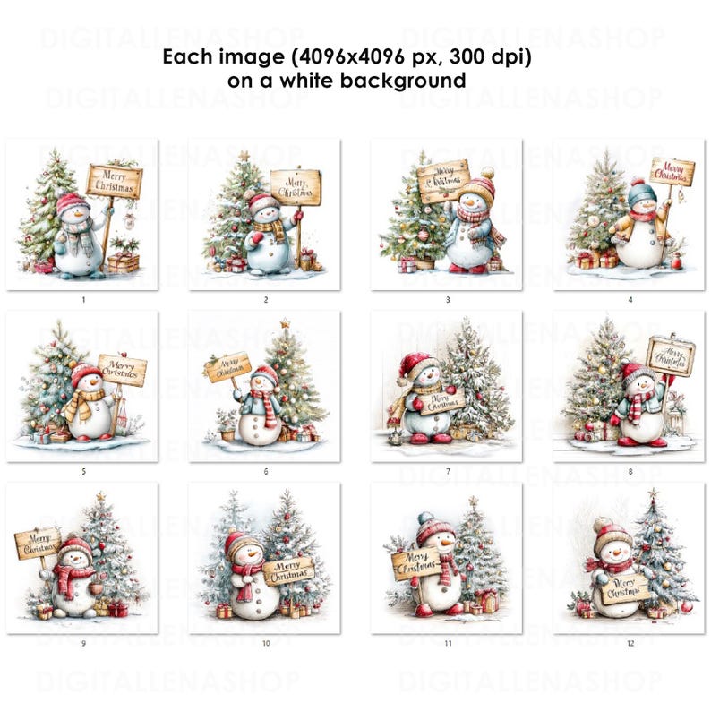 Watercolor Christmas Snowman Clipart: Festive Winter Illustrations ...