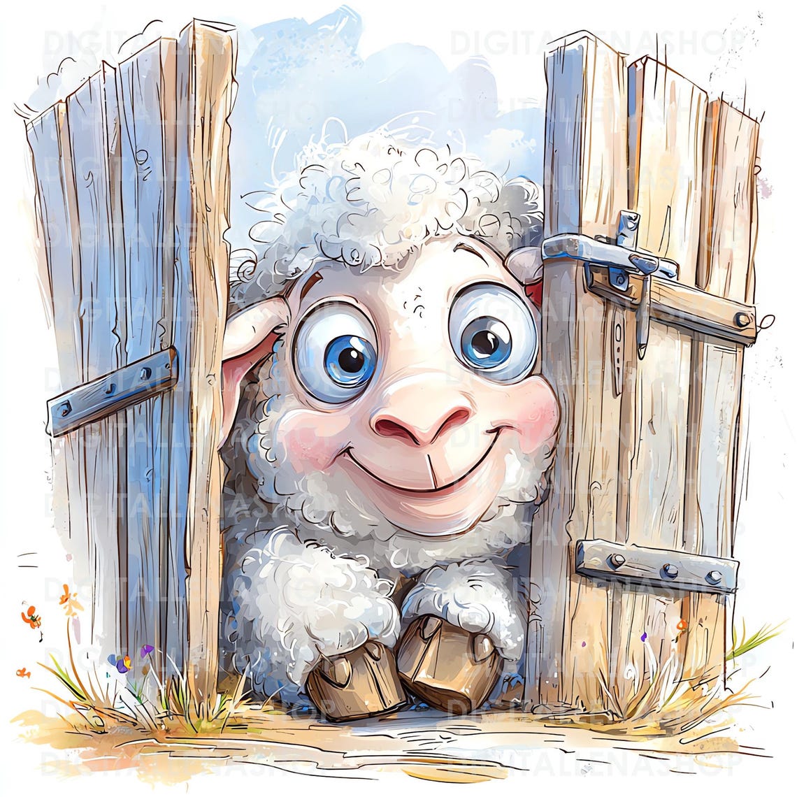 Watercolor Sheep Clipart: Farm Animal Illustrations (digital Download ...