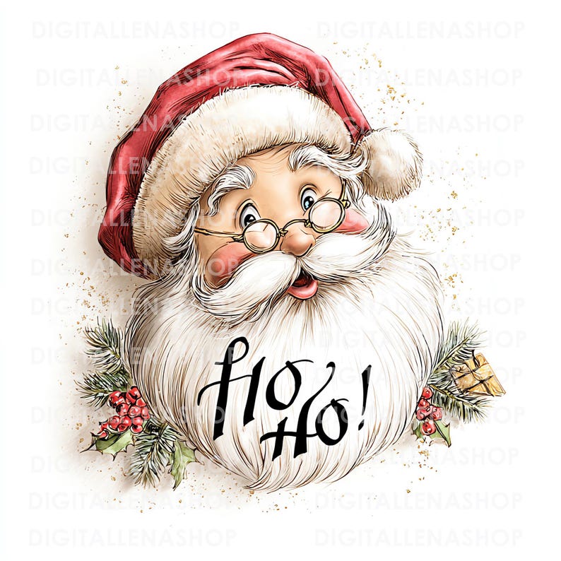 Watercolor Santa Clipart Set: Christmas Holiday Graphics (digital ...