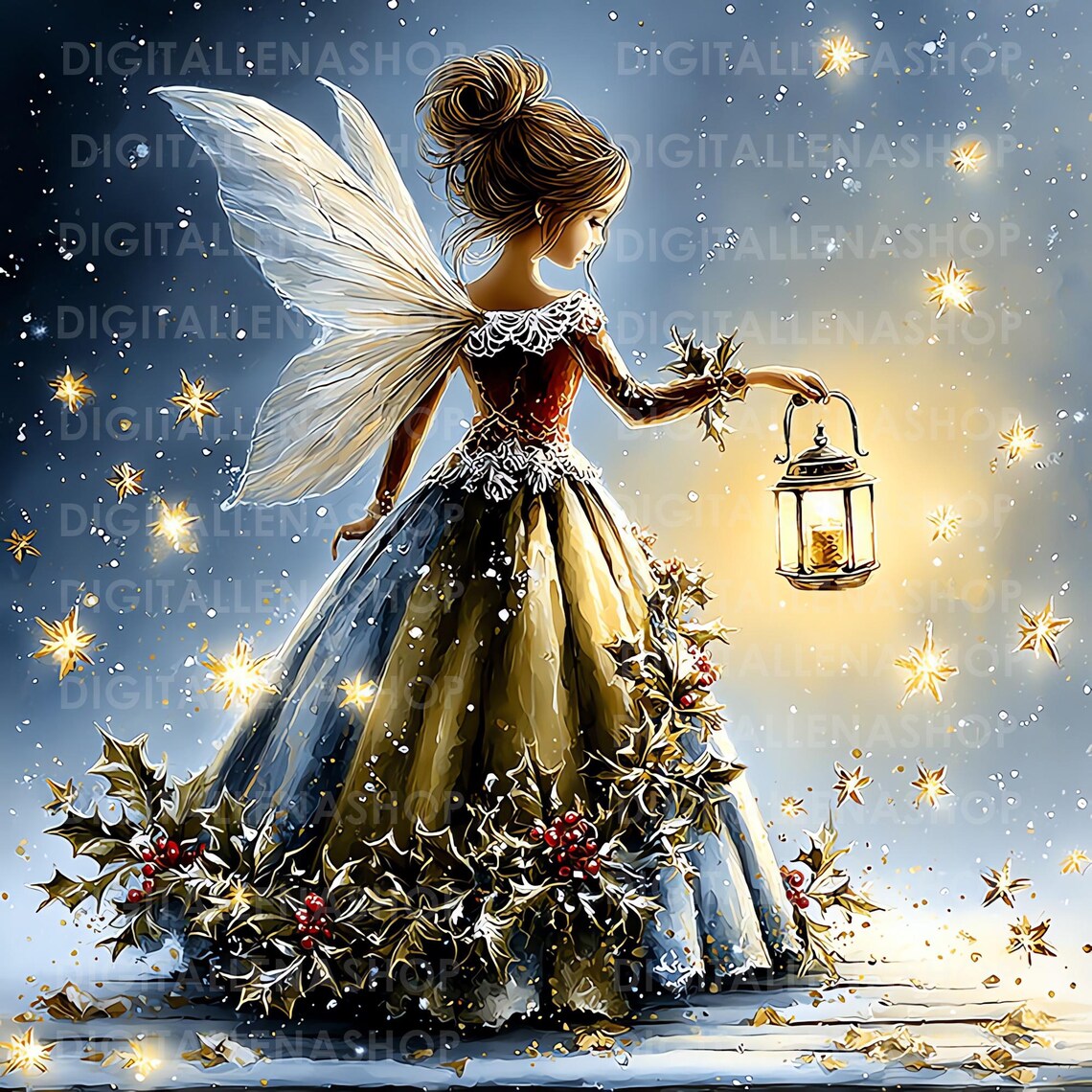 Christmas Fairy Watercolor Clipart: Holiday Illustration Set (digital ...