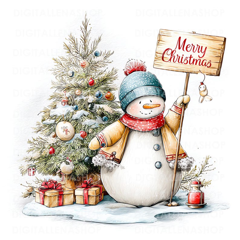 Watercolor Christmas Snowman Clipart: Festive Winter Illustrations ...