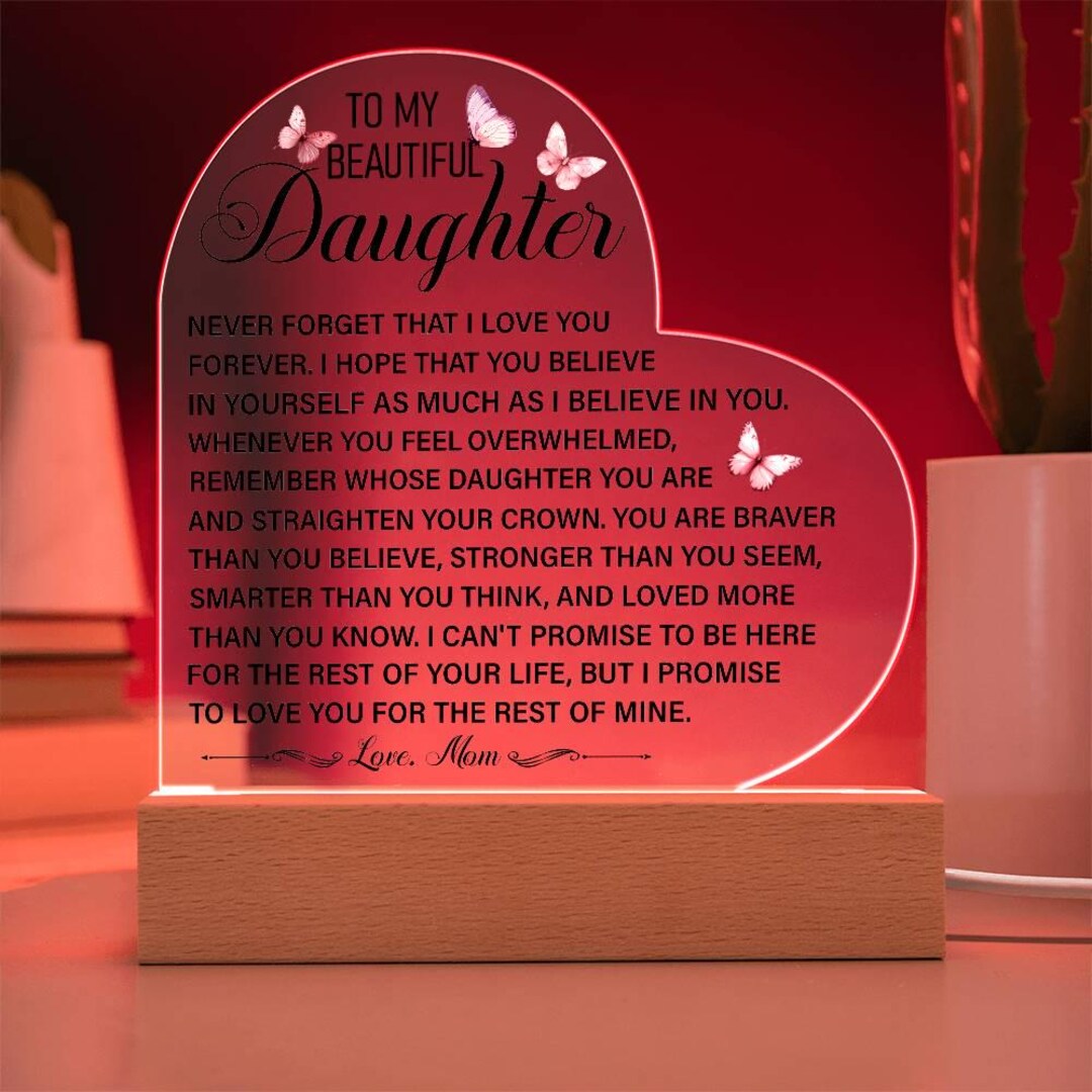 Daughter Keepsake Acrylic Heart Plaque, Heartfelt Gift for Daughter ...