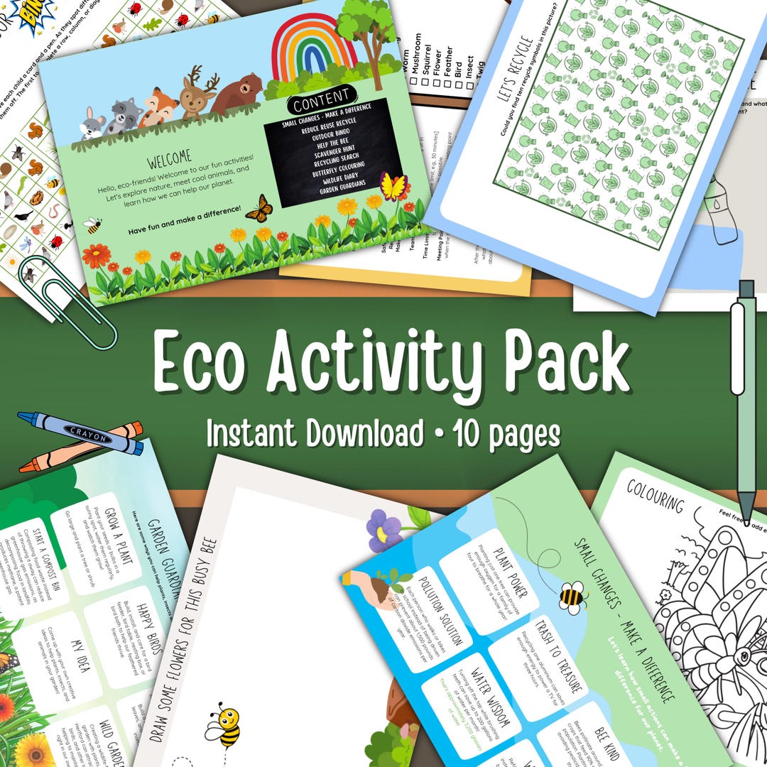 Eco-friendly Activity Pack for Kids, Printable Nature Activity Pack ...